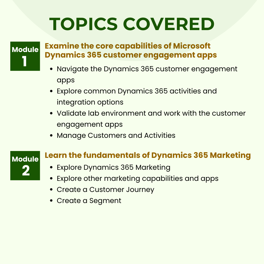 MB-910: Microsoft Dynamics 365 Fundamentals (CRM) Instructor Led Onlin ...