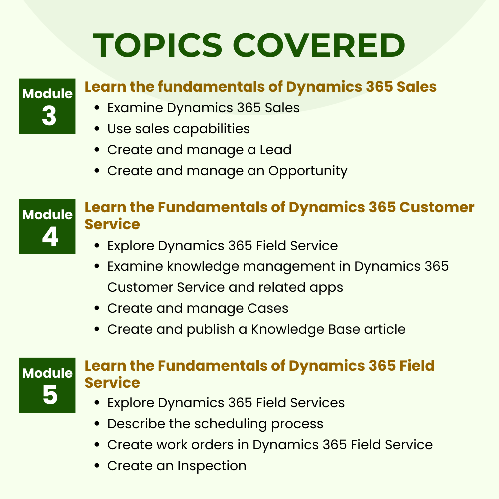 MB-910: Microsoft Dynamics 365 Fundamentals (CRM) Instructor Led Onlin ...